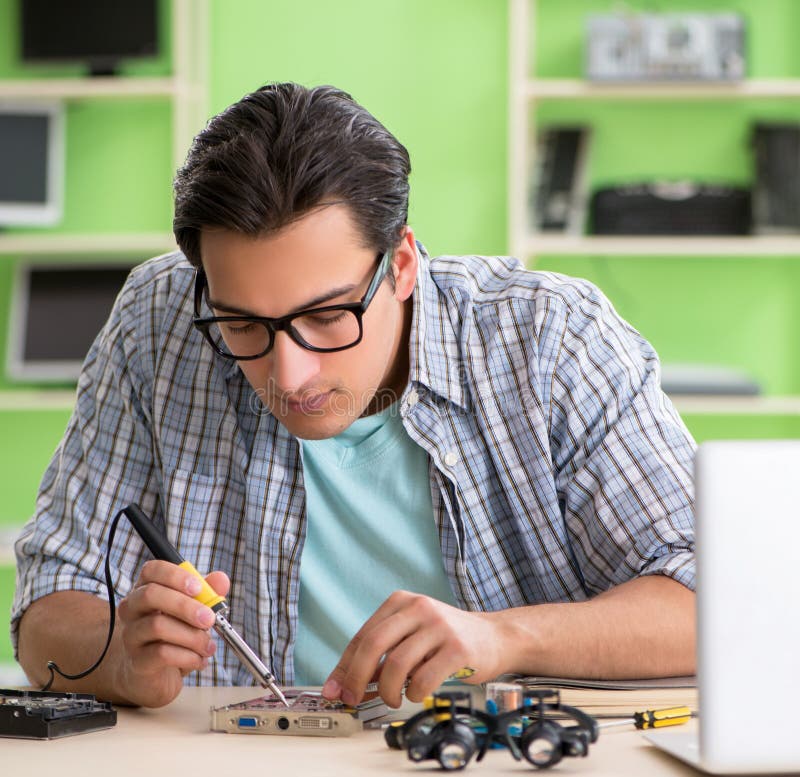 Computer Engineer Repairing Broken Desktop Stock Photo - Image of ...