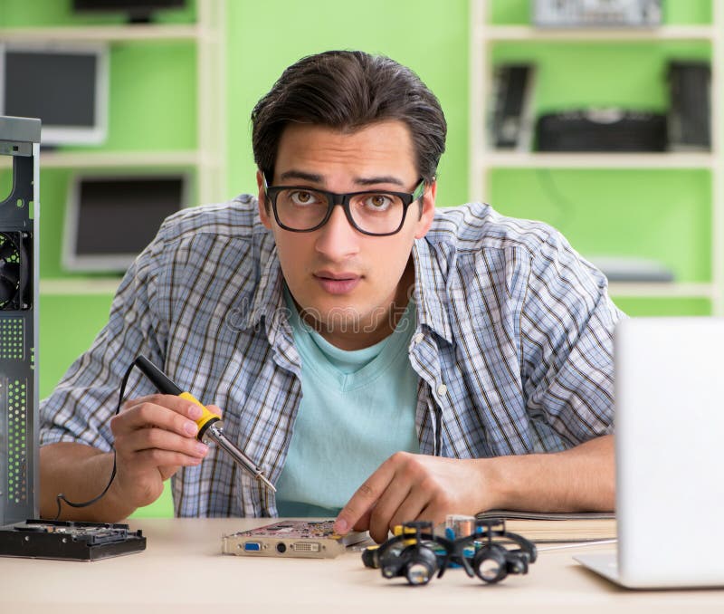 Computer Engineer Repairing Broken Desktop Stock Photo - Image of work ...