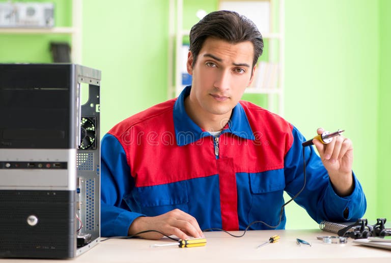 Computer Engineer Repairing Broken Desktop Stock Image - Image of ...
