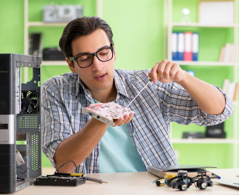 Computer Engineer Repairing Broken Desktop Stock Image - Image of ...