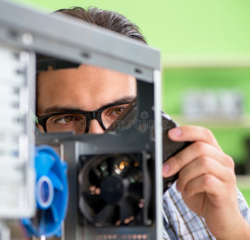 The Computer Engineer Repairing Broken Desktop Stock Image - Image of ...