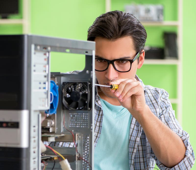 Computer Engineer Repairing Broken Desktop Stock Image - Image of ...