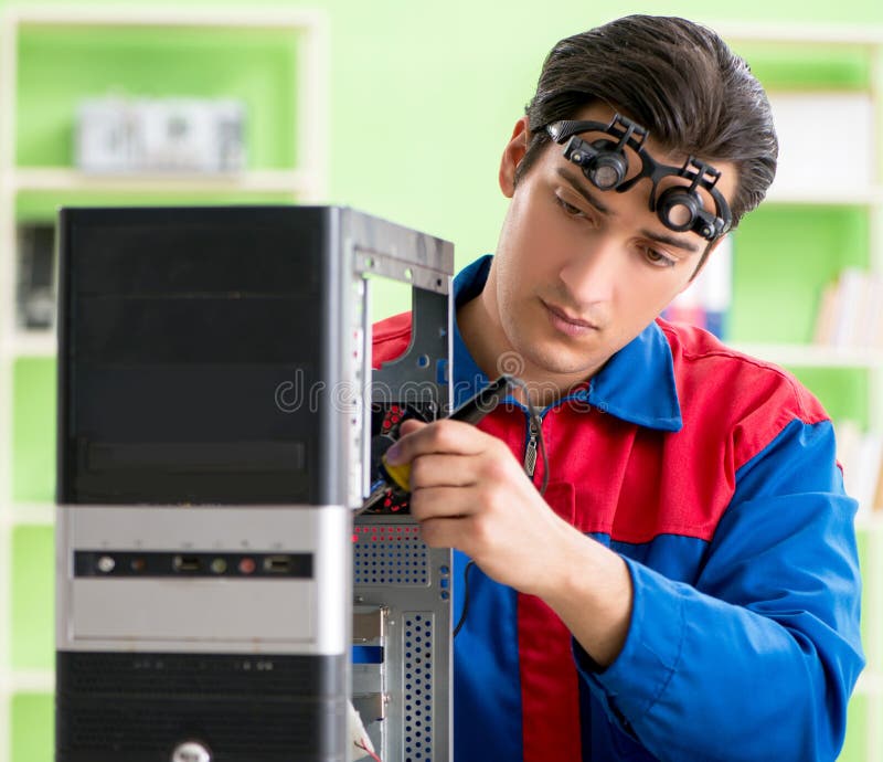Computer Engineer Repairing Broken Desktop Stock Photo - Image of parts ...