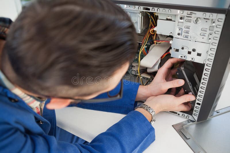 Computer Engineer Working on Broken Console Stock Image - Image of ...