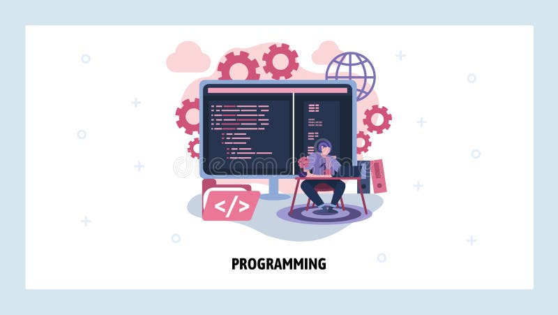 Computer Engineer Writes Code Programming And Software Development Concept Programmer Hacker