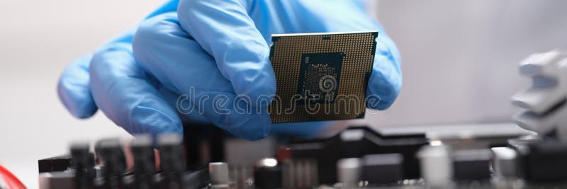 Computer Engineers Hand is Holding Cpu Processor Stock Photo - Image of ...
