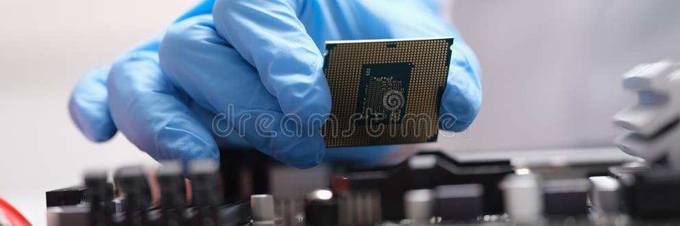 Computer Engineers Hand is Holding Cpu Processor Stock Photo - Image of maintenance, digital ...