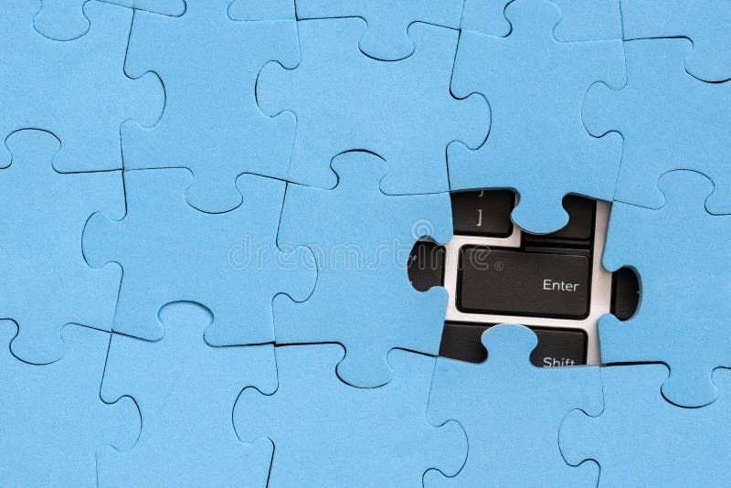 Computer Enter Key Under Jigsaw Puzzle Stock Photo - Image of keyboard ...