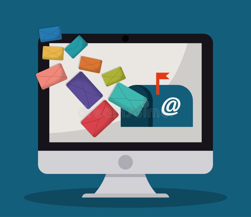Computer Envelope Email Marketing Send Design. Stock Vector ...