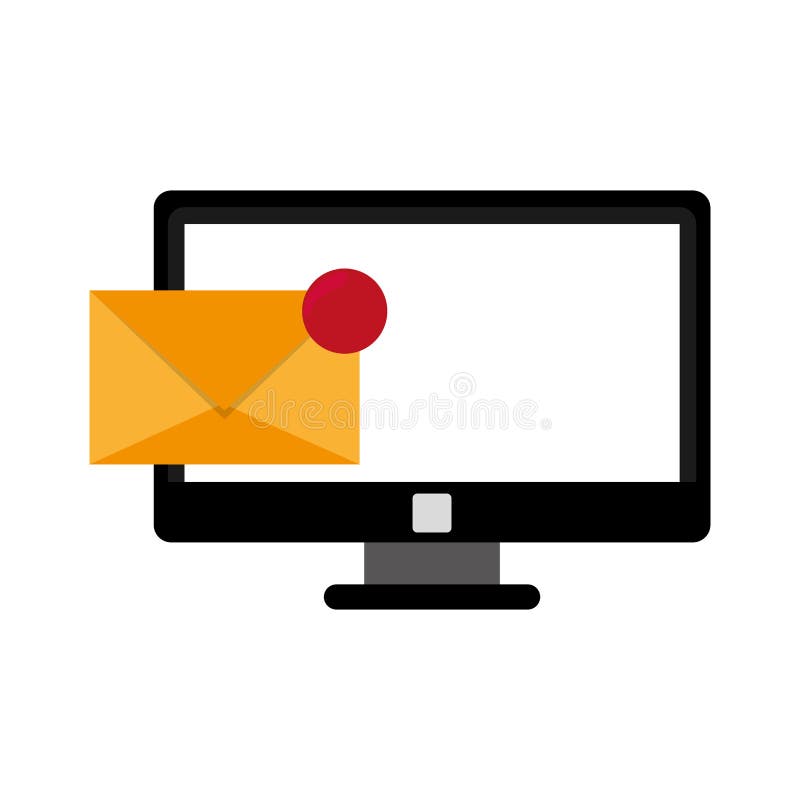 Computer and envelope icon stock vector. Illustration of graphic - 77280202