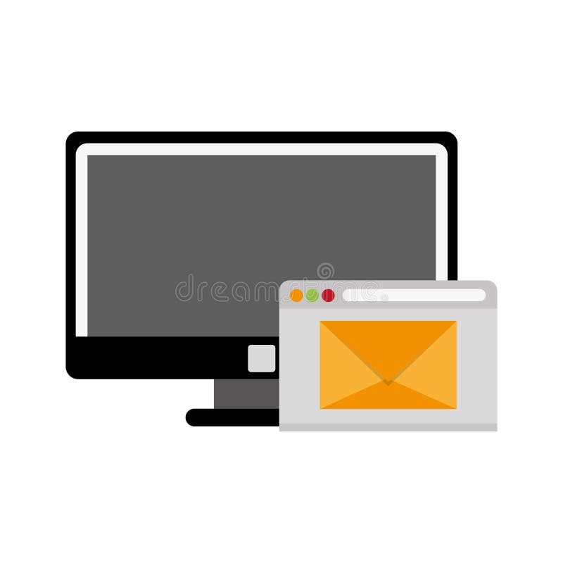 Computer and envelope icon stock vector. Illustration of screen - 77280215