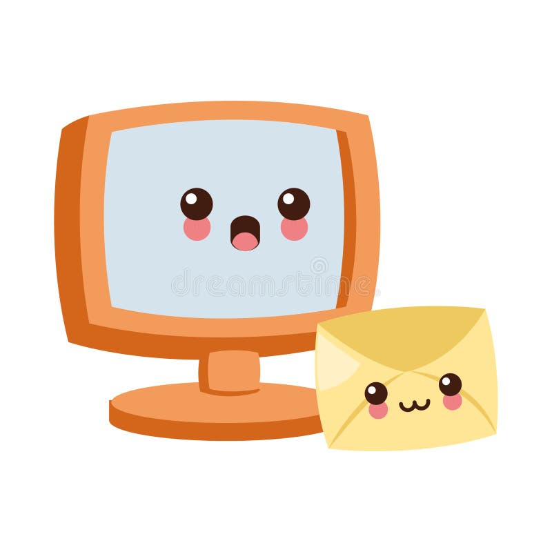 Kawaii Computer Facial Expression Stock Illustrations – 266 Kawaii ...