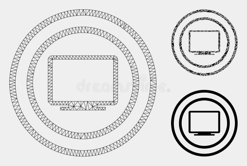 Computer Environment Vector Mesh Network Model and Triangle Mosaic Icon ...