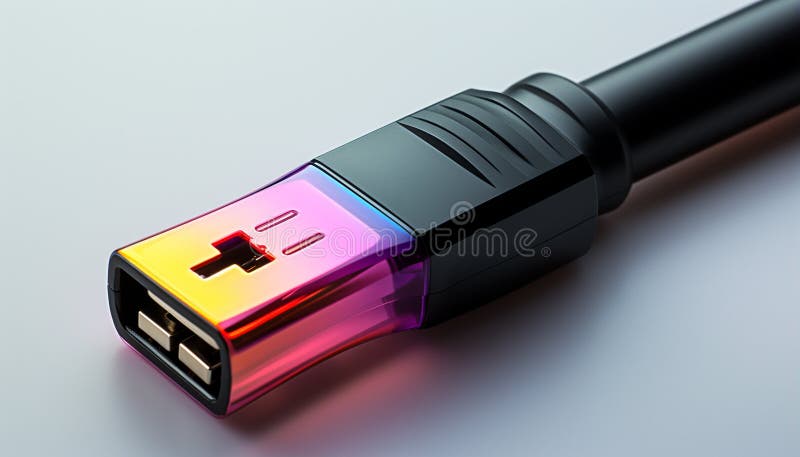 Computer Equipment Connects To Power Supply for Data Transfer Generated ...