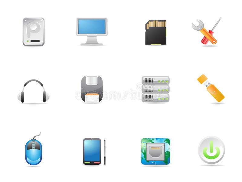 Computer Equipment and Periphery Icons Stock Vector - Illustration of ...