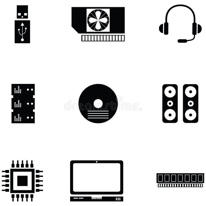 Computer Equipment Icon Set Stock Vector - Illustration of line ...