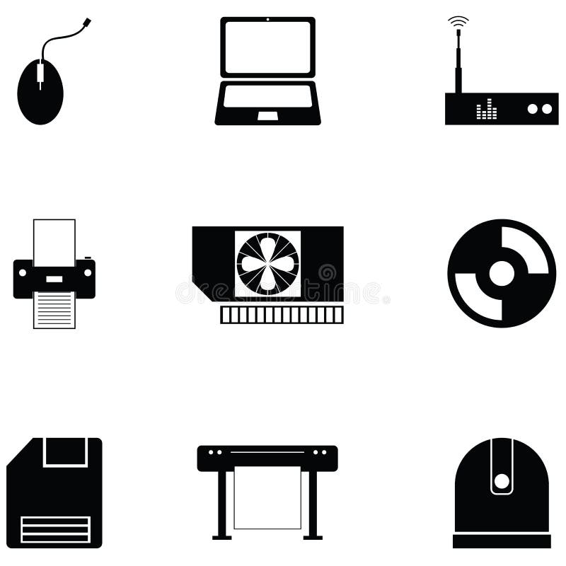 Computer Equipment Icon Set Stock Vector - Illustration of line ...