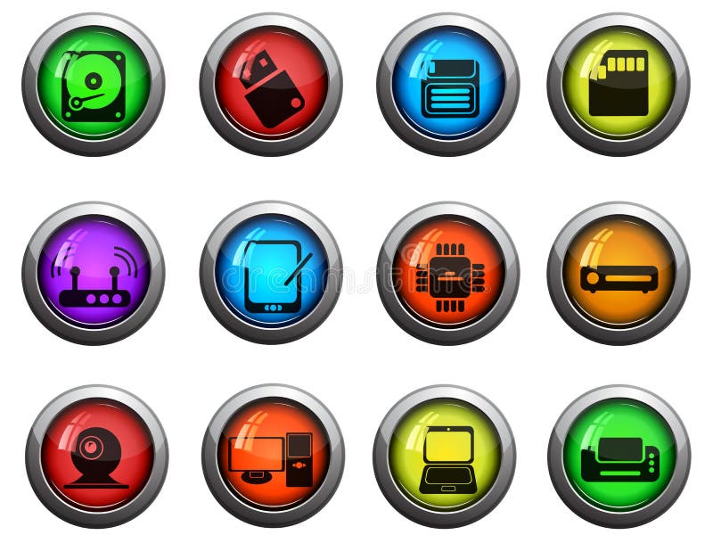 Computer Equipment Icons Set Stock Vector - Illustration of laptop ...