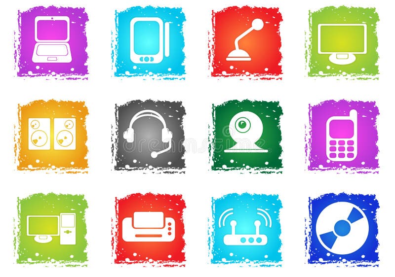 Computer Equipment Simple Vector Icons Stock Vector - Illustration of ...