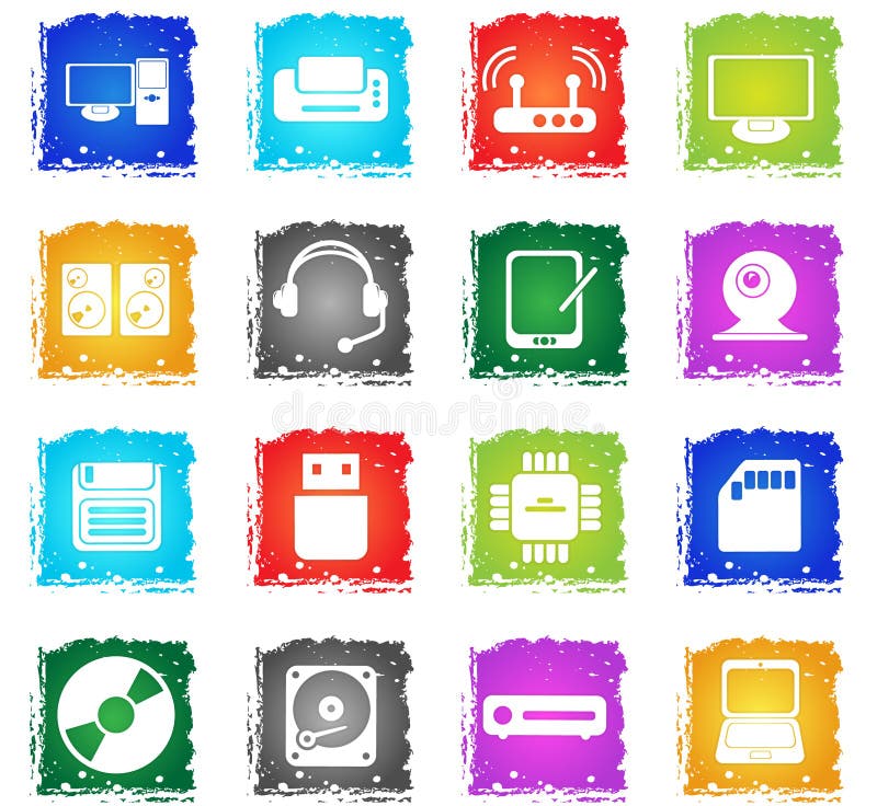 Computer equipment icons stock illustration. Illustration of media ...