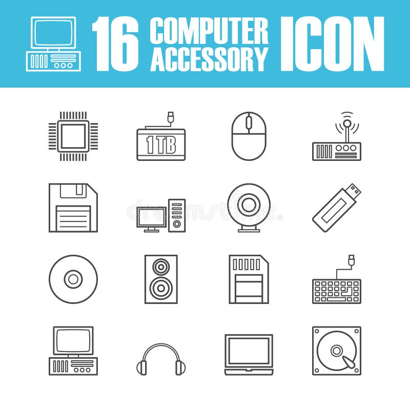 Computer Equipment Outline Icon Stock Vector - Illustration of ...