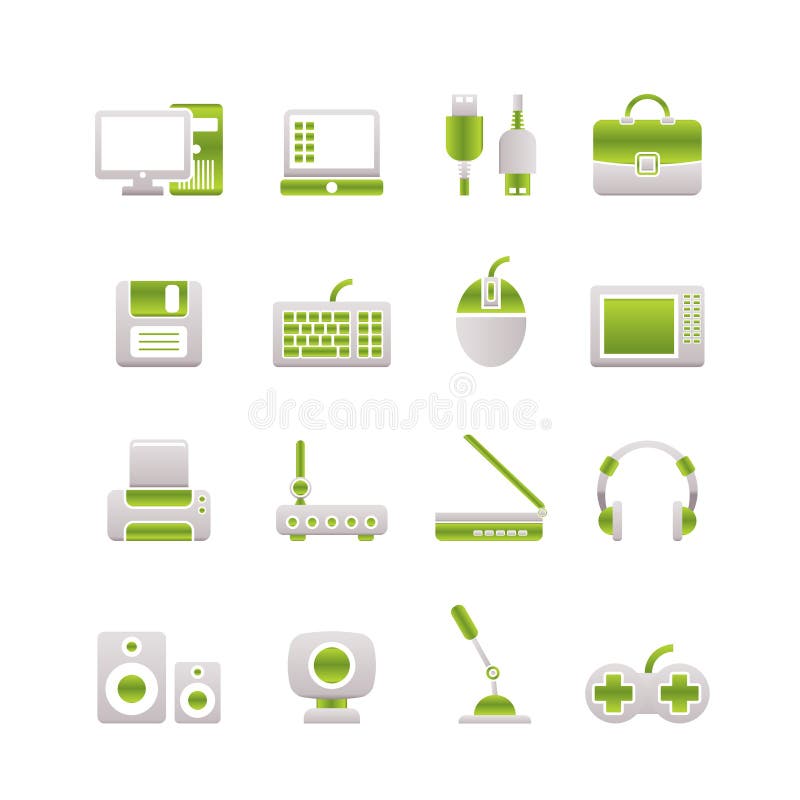 Computer Equipment and Periphery Icons Stock Vector - Illustration of ...