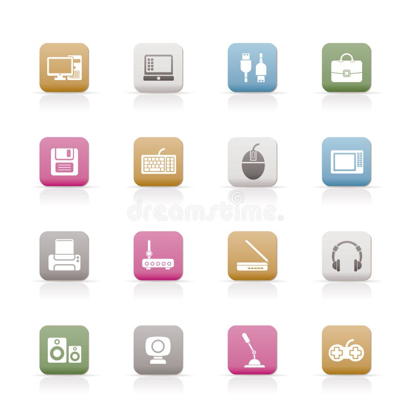 Computer Equipment and Periphery Icons Stock Vector - Illustration of ...