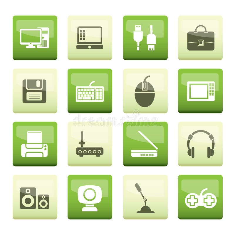 Computer Equipment and Periphery Icons Stock Vector - Illustration of ...