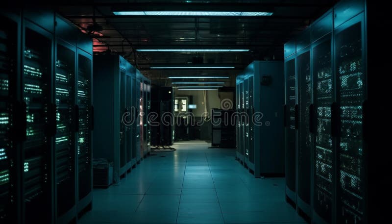 Computer Equipment in a Row Inside Modern Storage Compartment Generated ...