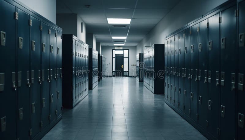 Modern Locker Room Design with Empty Metal Lockers in Rows Generated by ...