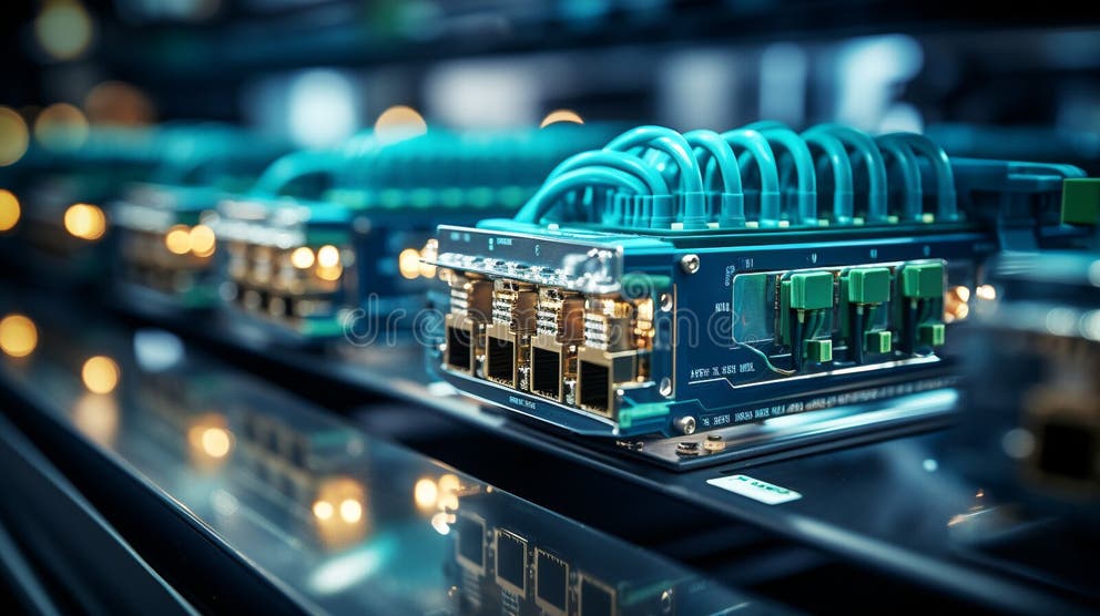 Computer Equipment in Row Secure Network Connection Stock Image - Image ...