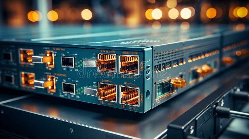 Computer Equipment in Row Secure Network Connection Stock Image - Image ...