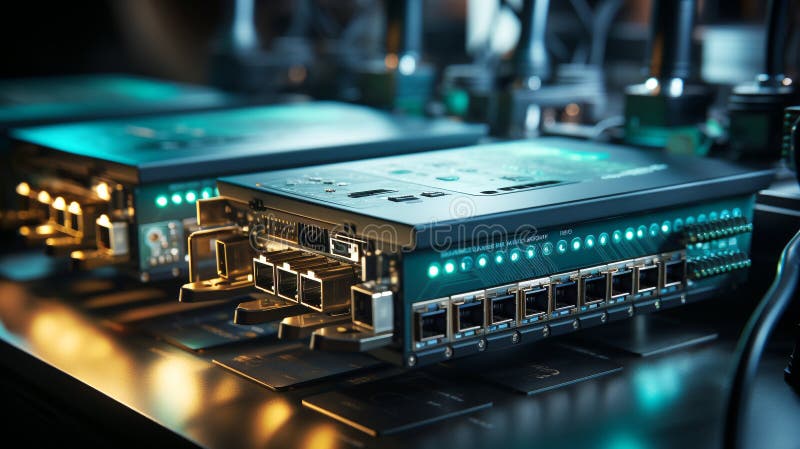 Computer Equipment in Row Secure Network Connection Stock Image - Image ...