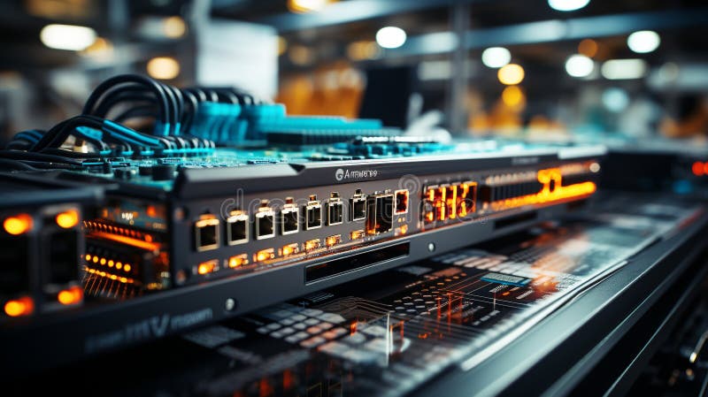 Computer Equipment in Row Secure Network Connection Stock Image - Image ...