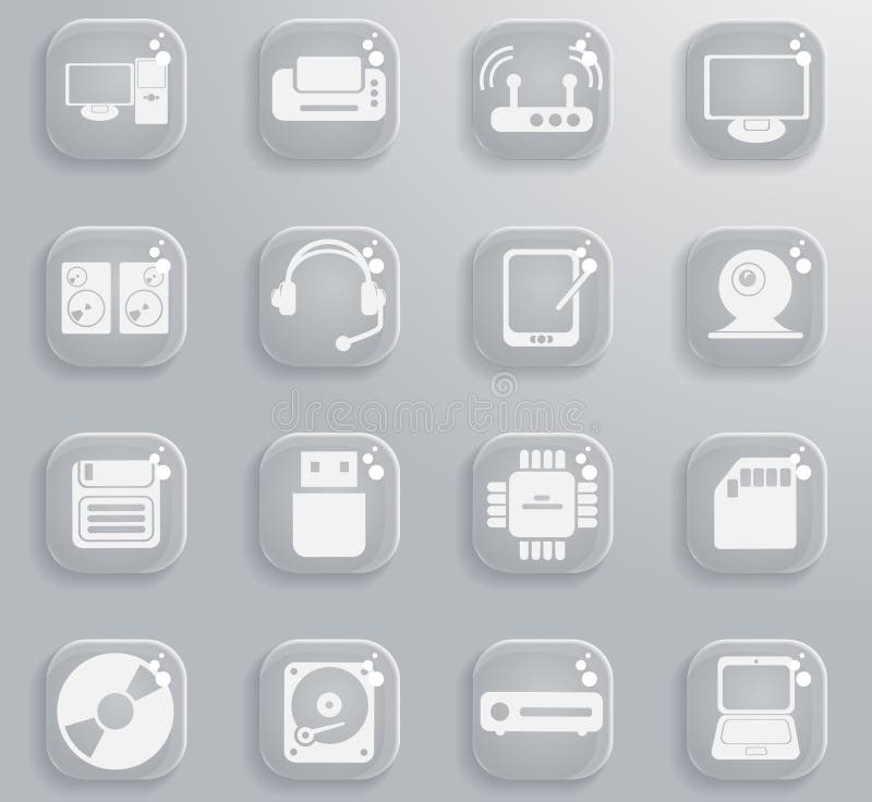 Computer Equipment Simple Icons Stock Illustration - Illustration of ...