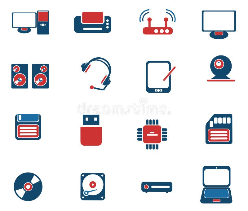 Computer Equipment Simple Vector Icons Stock Vector - Illustration of ...