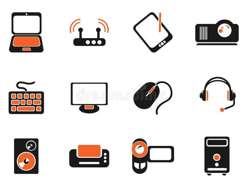 Computer Equipment Simple Vector Icons Stock Vector - Illustration of ...