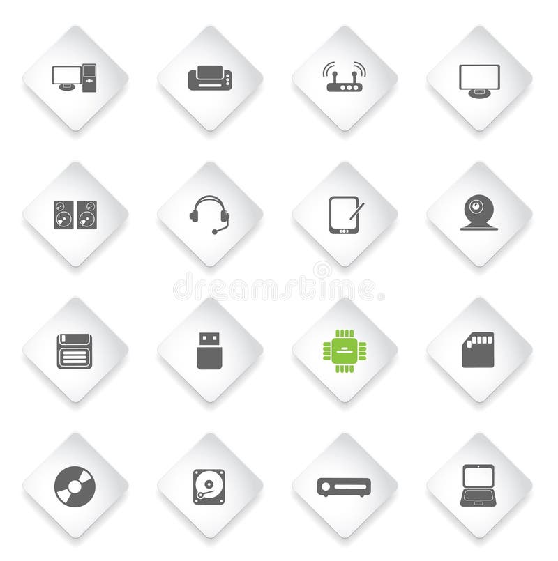 Computer Equipment Simple Vector Icons Stock Vector - Illustration of ...