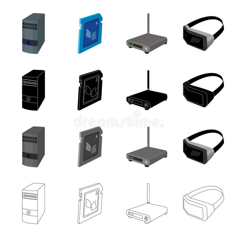 Computer Equipment System Unit, Router, 3D Glasses, Memory Card ...