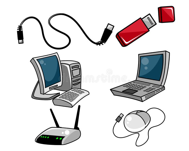 Computer Equipment on White Background Stock Illustration ...