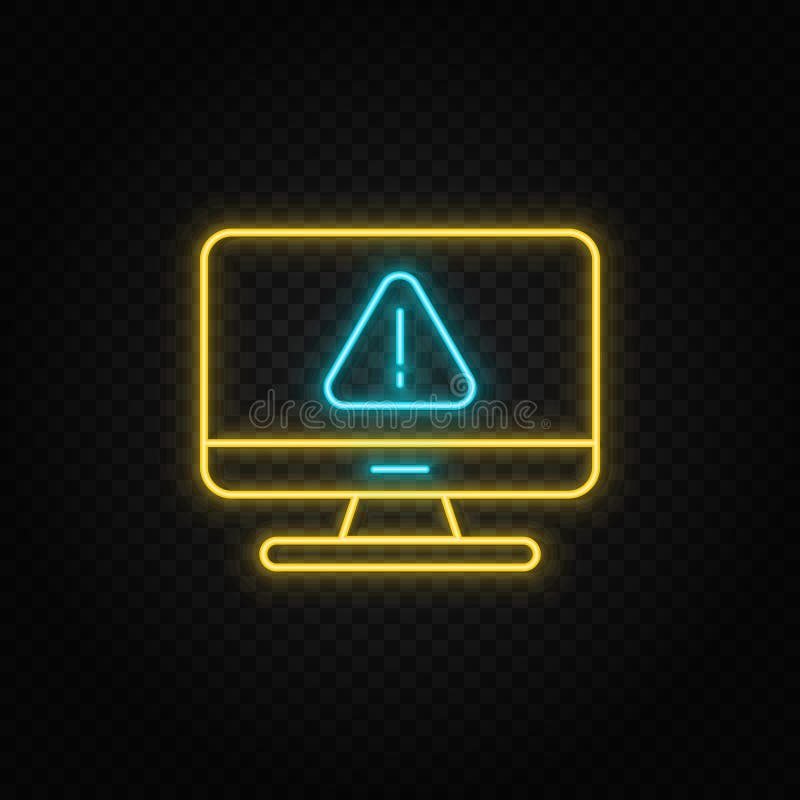Computer, Error. Blue and Yellow Neon Vector Icon Stock Vector ...