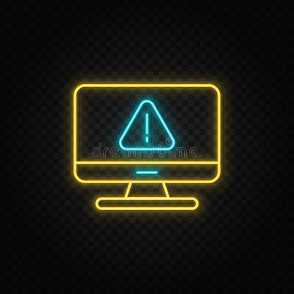 Computer, Error. Blue and Yellow Neon Vector Icon Stock Vector ...