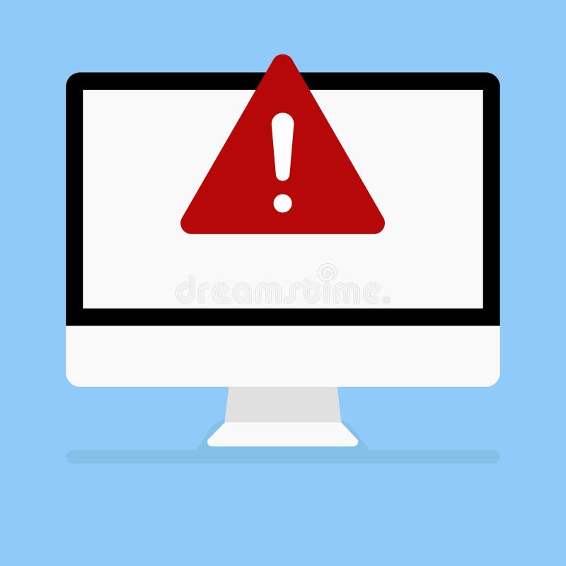 Hacker Warning Sign On Laptop Screen. Stock Illustration - Illustration ...