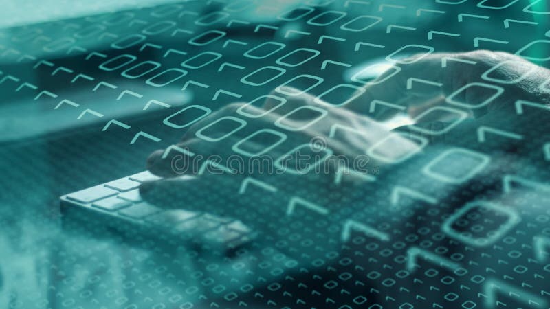 Computer Espionage in Global Internet Network, Binary Data Flow Stock ...