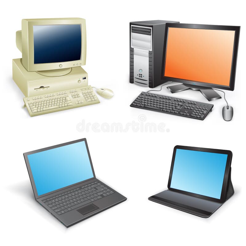 Vector White Computer Icon Set. Part 1. PC Stock Vector - Illustration ...