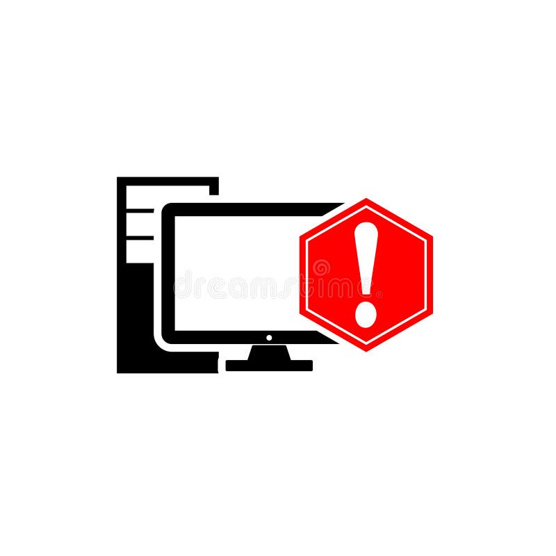 Computer with Exclamation Mark Icon. Warning Concept Isolated on White ...