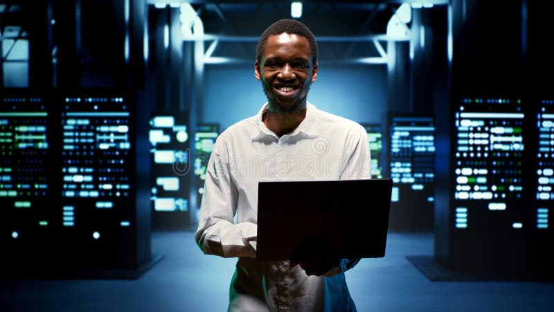Computer Expert Walking between Servers Stock Photo - Image of computer ...