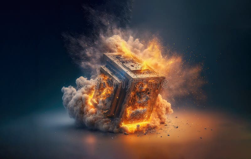 Computer Exploding with Fire and Smoke, Generative AI Stock ... Computer Exploding with Fire and Smoke, Generative AI Stock ...