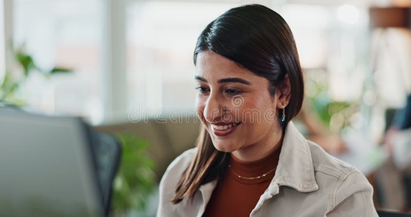 Computer, Face and Problem Solving with Business Woman in Office for ...