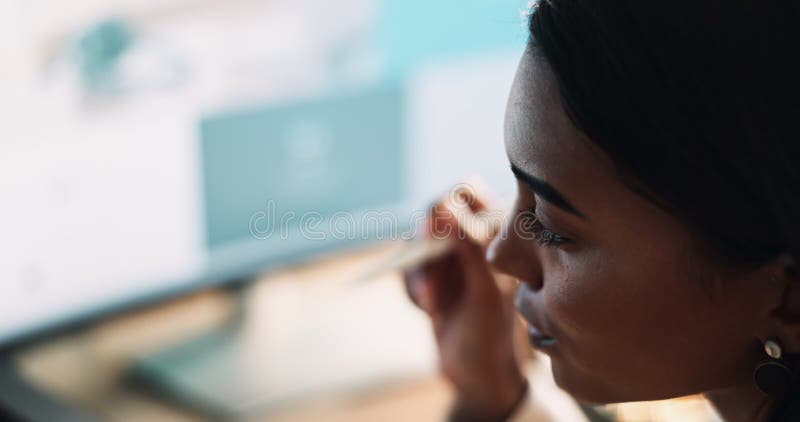 Computer, Face and Problem Solving with Business Woman in Office for ...